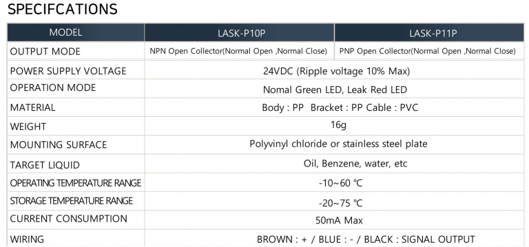 韩国ASK,LASK-P10 系列,泄漏传感器,LASK-P1X 检漏装置