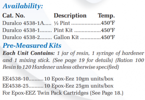 Duralco™ 4538超柔性环氧树脂胶
