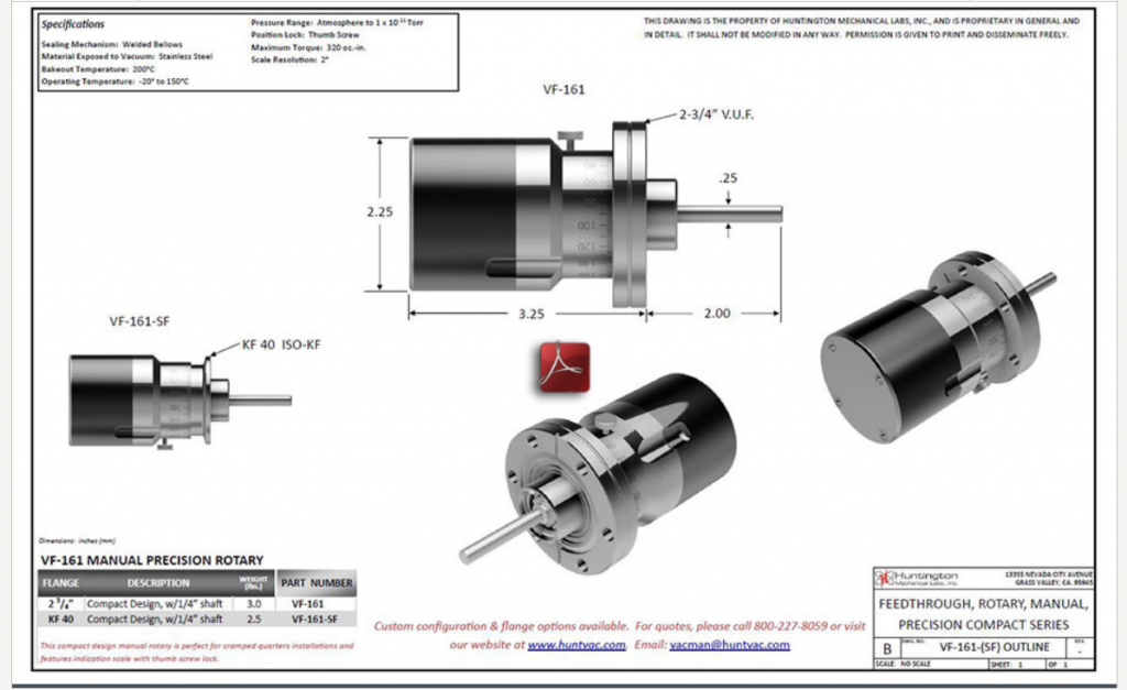 HUNTINGTON STANDARD ROTARY FEEDTHROUGH, PRECISION 高精度标准旋转真空馈通 ...