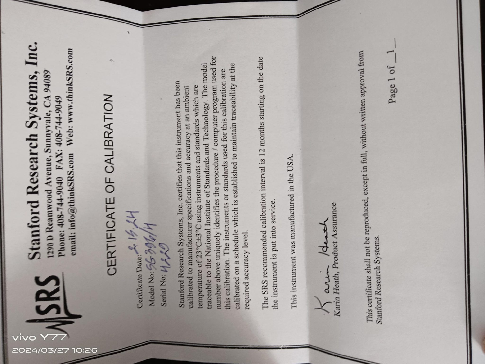 美国 Stanford Research Systems SG396矢量信号发生器