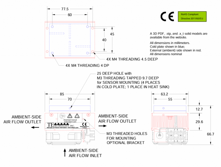 TE Technology CP-035HT 系列 冷板冷却器 - TE Technology 帕尔贴制冷器 冷却器 温度控制器 冷板制冷片 空气制冷片 液体制冷片 热点制冷片模块 代理